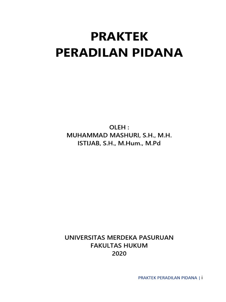 Panduan Praktek Peradilan Pidana | PDF