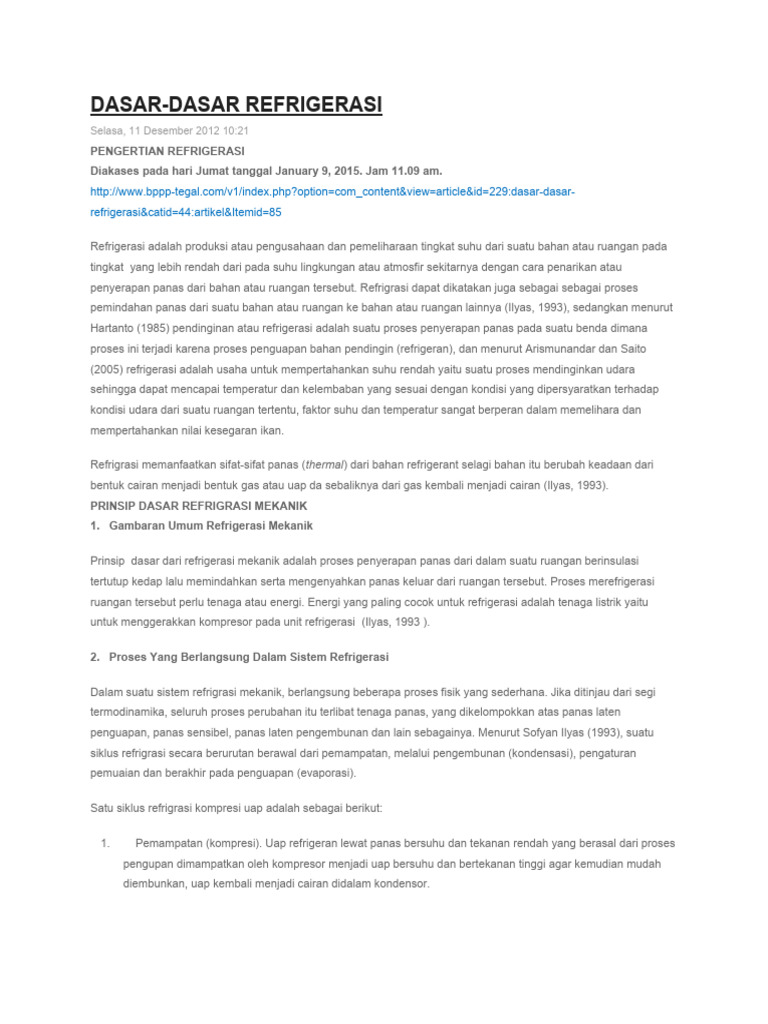 Komponen Utama dalam Sistem Refrigerasi | PDF
