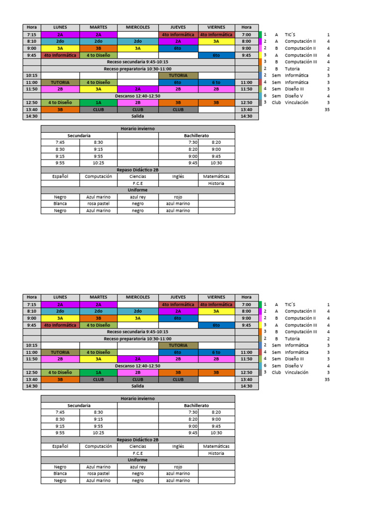 Compilado de Horarios | PDF