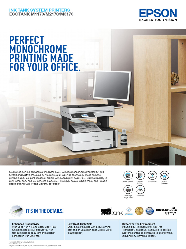 Epson EcoTank M1170 M2170 M3170 | PDF | Image Scanner | Printer (Computing)
