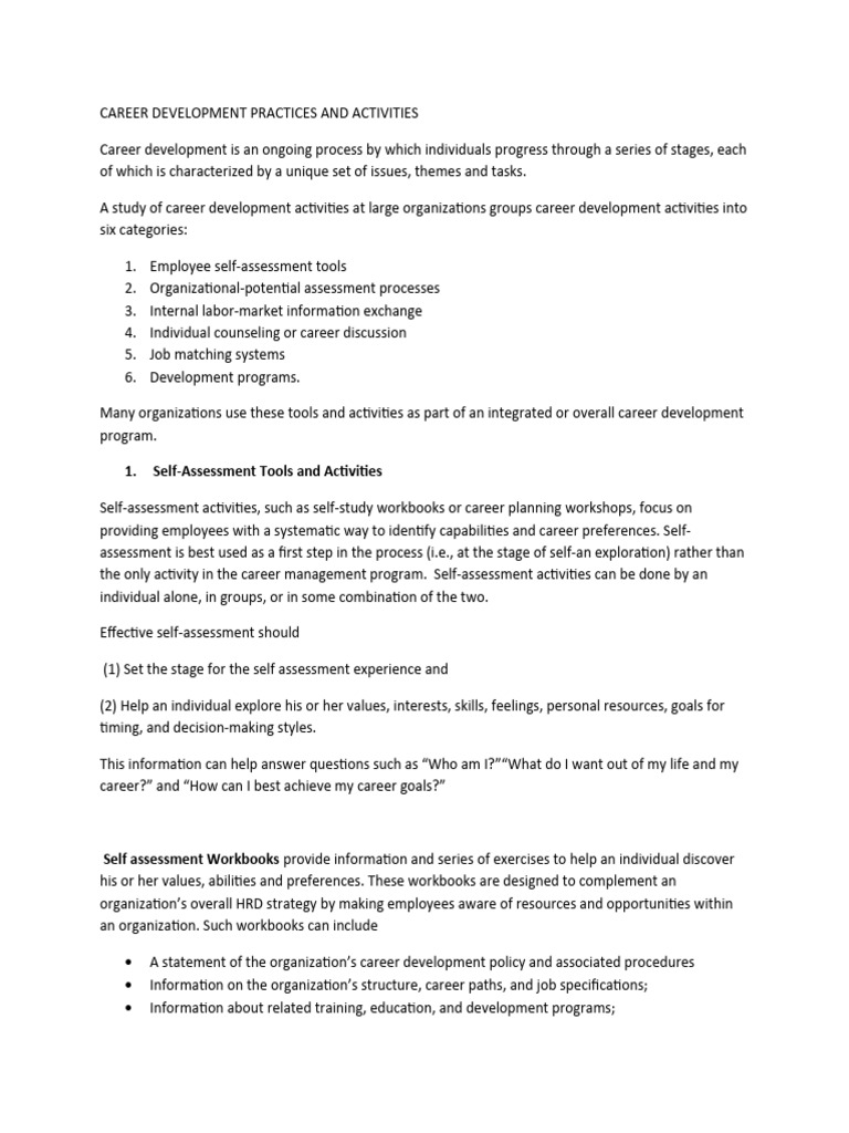 Career Development Practices and Activities | PDF