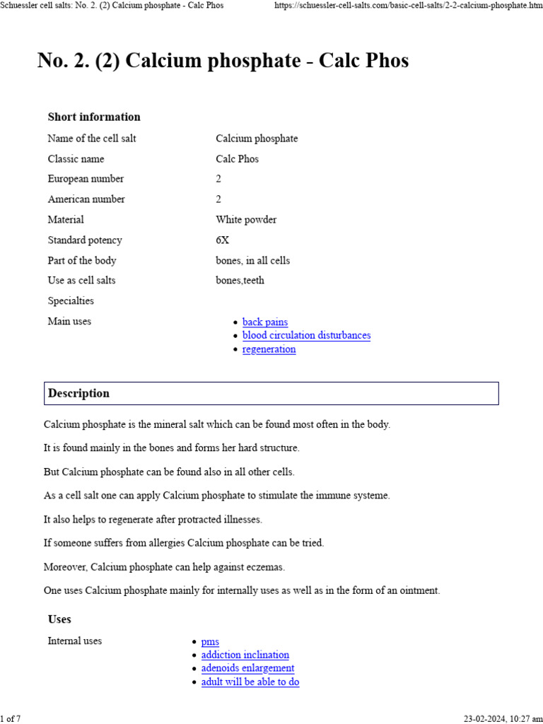 02 Calcium Phosphate - Calc Phos | PDF | Bone | Headache