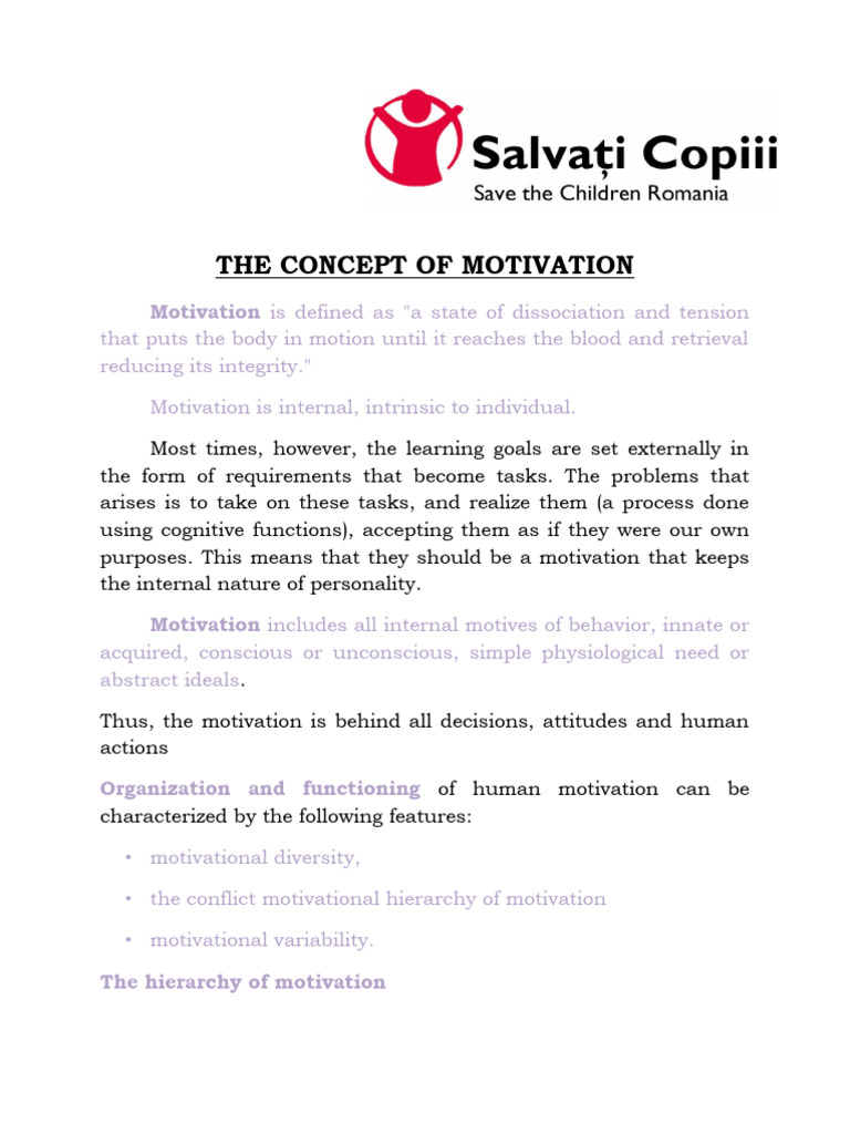 1 The Concept of Motivation | PDF | Motivational | Motivation