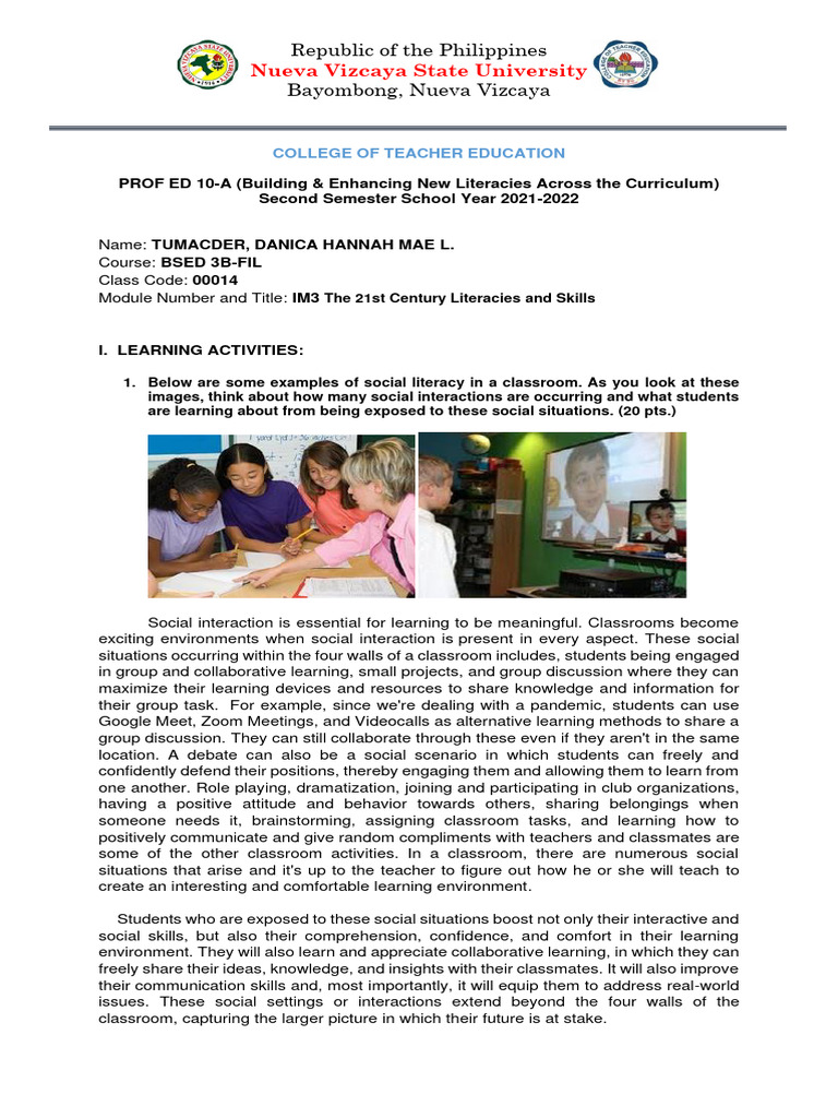 Prof Ed 10 - Module 3 - Tumacder, DHML | PDF | Learning | Literacy