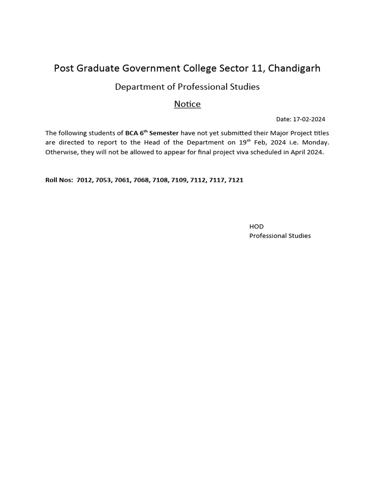 Major Project Title Submission Notice | PDF