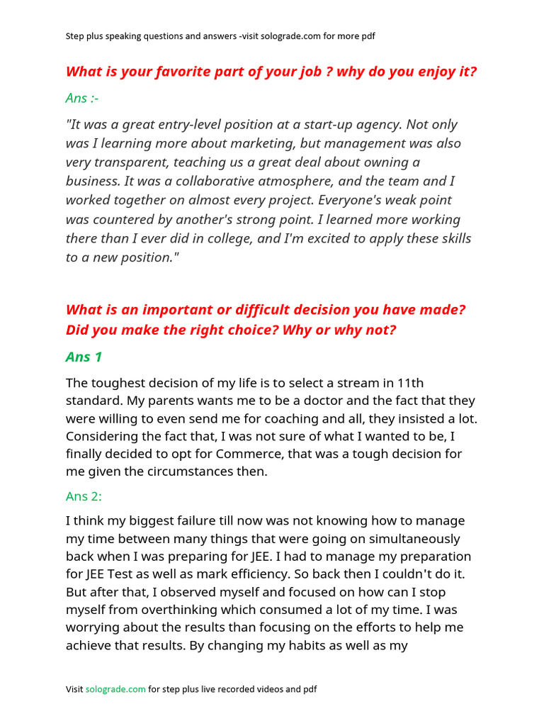 Step Plus Speaking Q A Guide Pdf Online Shopping Internet