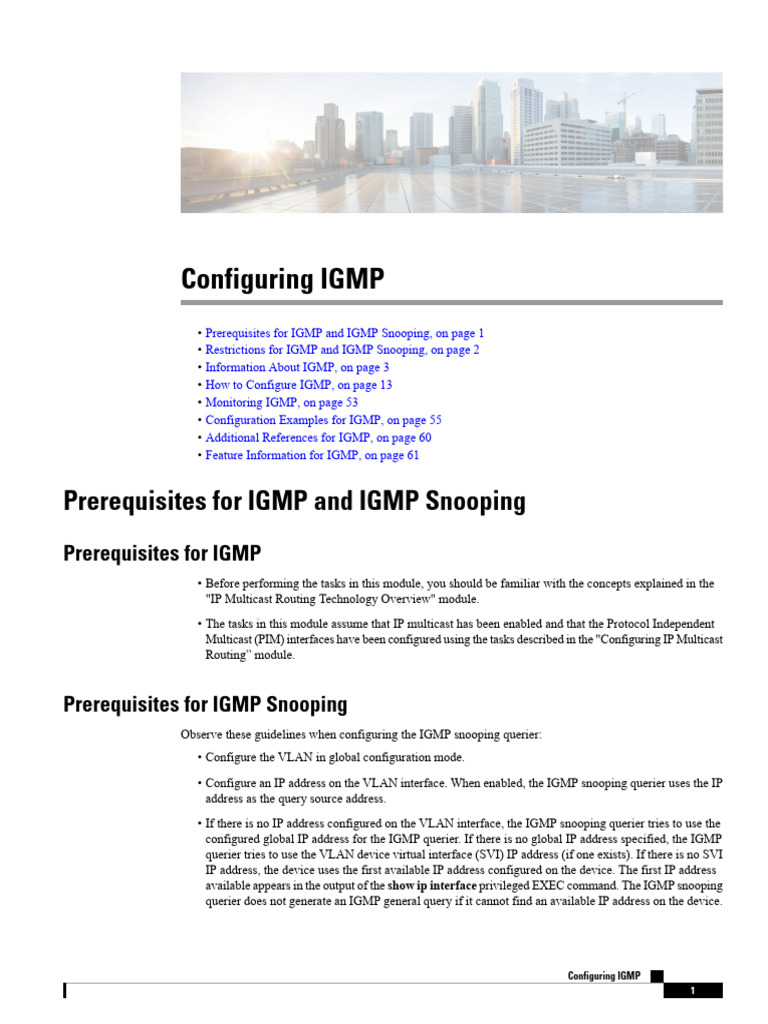 Configuring Igmp | PDF | Ip Address | Multicast
