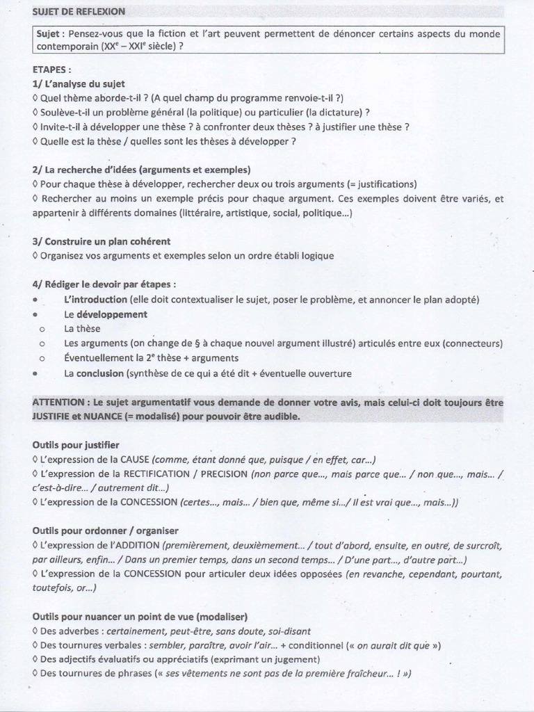 Sujet de Réflexion | PDF