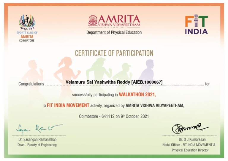 E Certificate WALKATHON | PDF