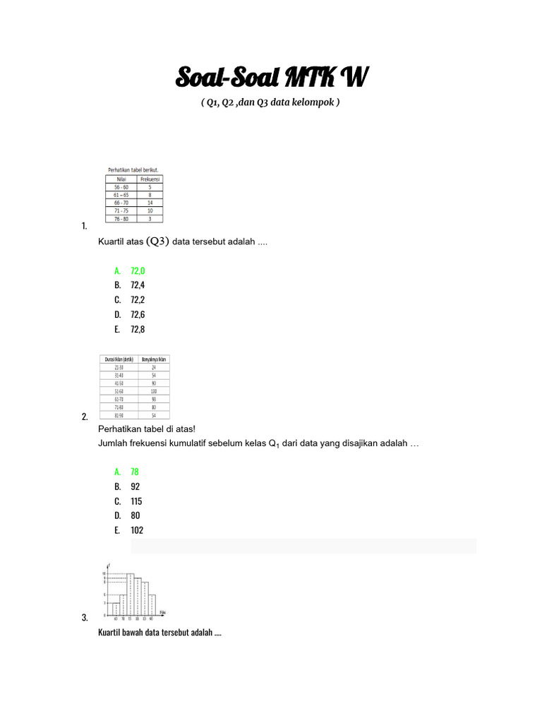 Soal-Soal MTK W (Praktek) | PDF