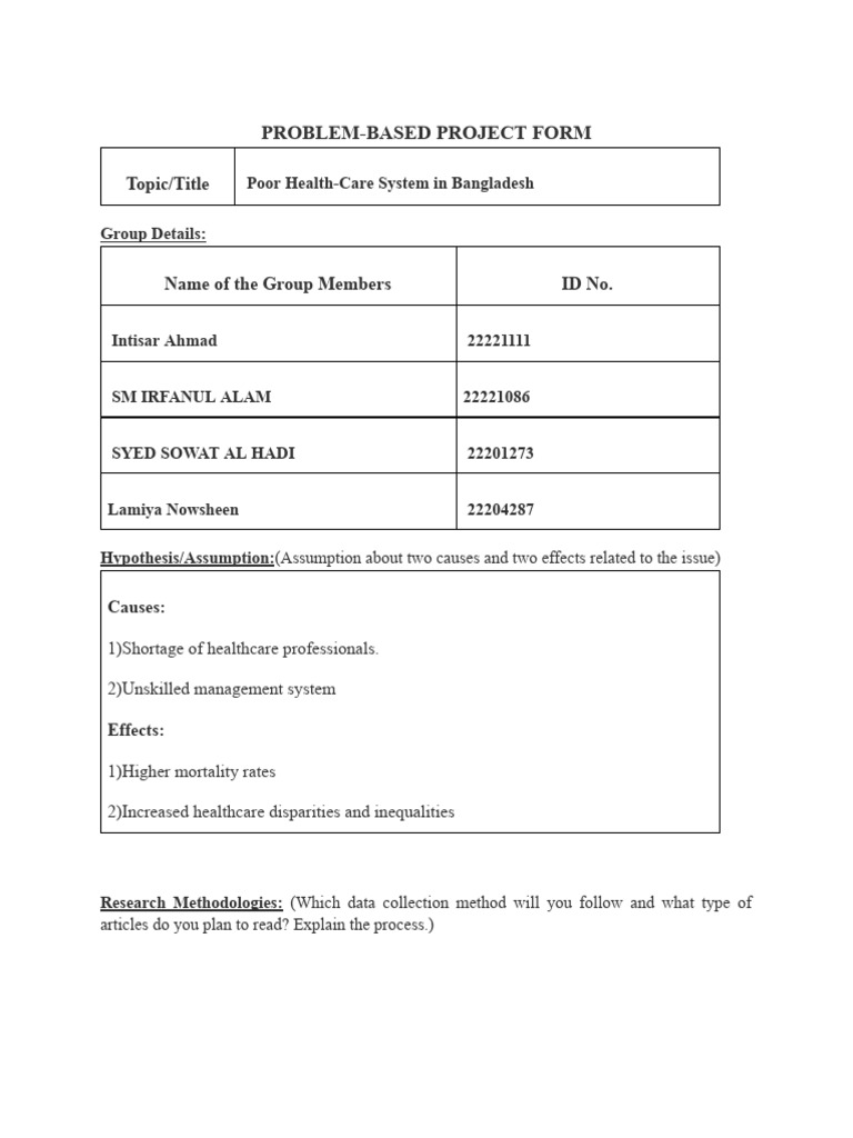 Problem-Based Project Form | PDF | Poverty | Poverty & Homelessness