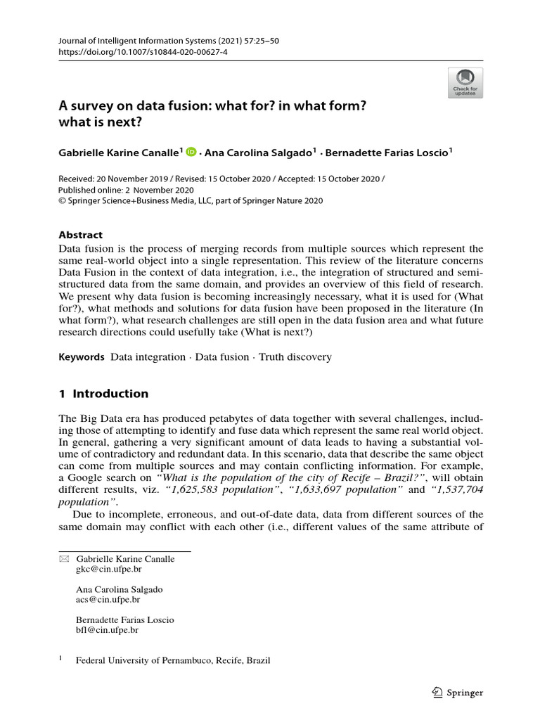A Survey On Data Fusion | PDF | Machine Learning | Bayesian Network