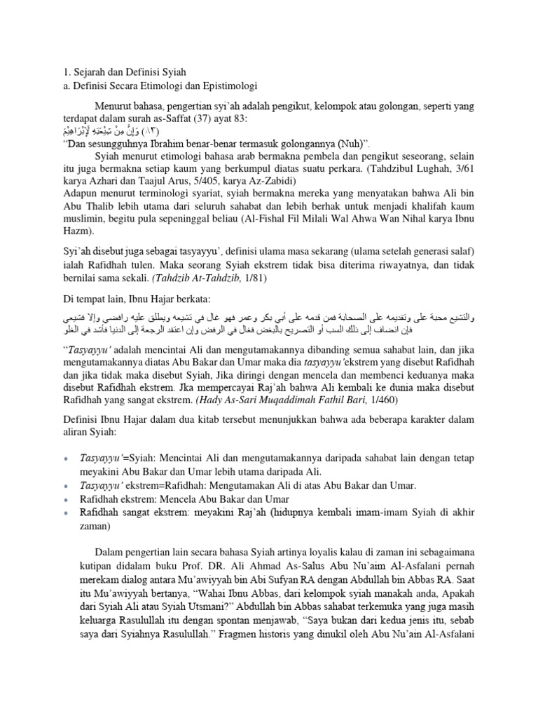 Sejarah Dan Definisi Syiah | PDF | Filsafat | Sejarah