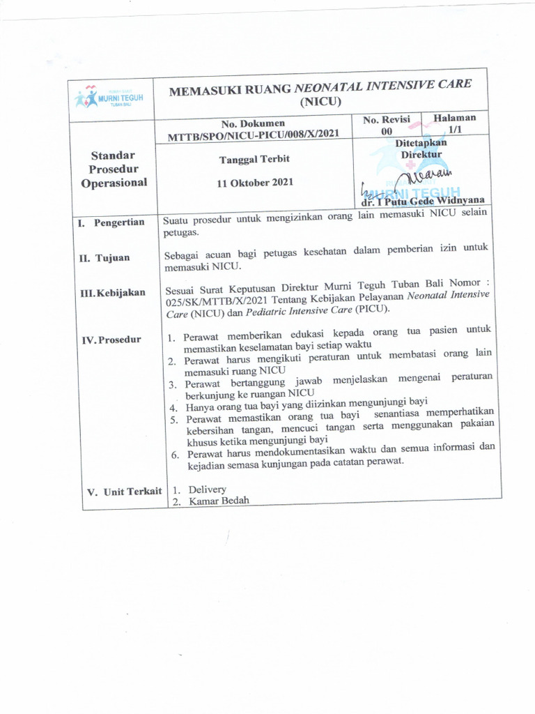Spo Memasuki Ruang Neonatal Intensive Care Unit | PDF