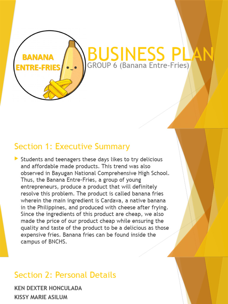 Business Plan PPT (Banana Entre-Fries) | PDF | Banana | Marketing