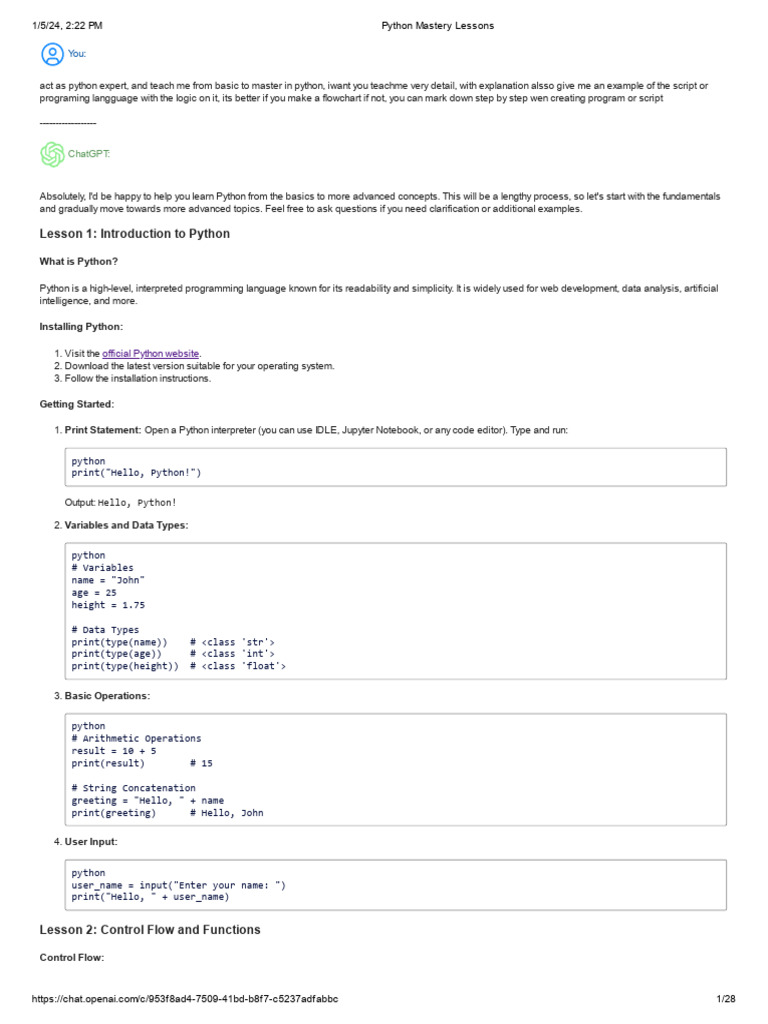 Python Mastery Lessons Pdf Python Programming Language Control Flow