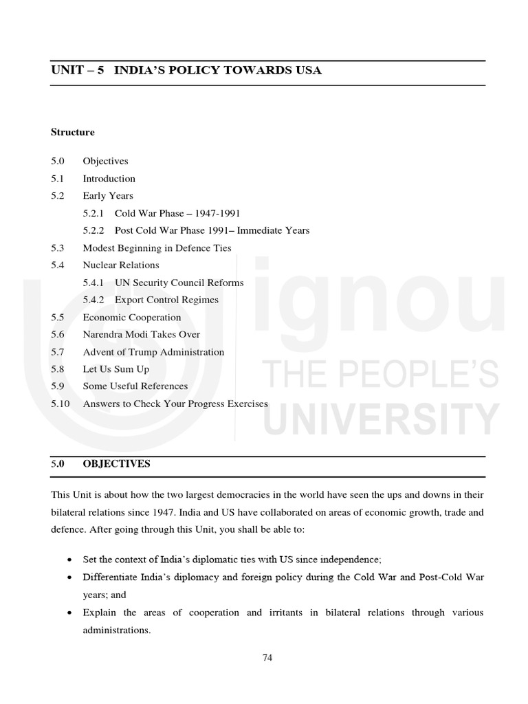India-US Relations: Cold War to Present | PDF | Non Aligned Movement ...