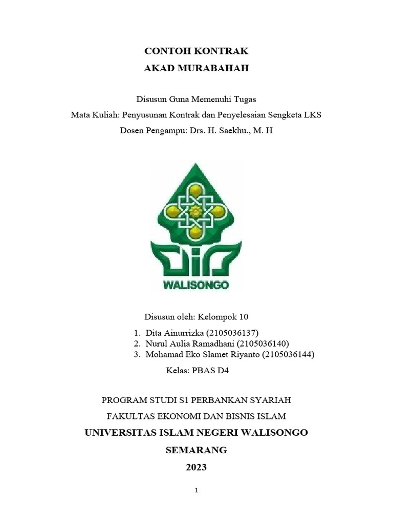 Contoh Akad Murabahah 2023 | PDF