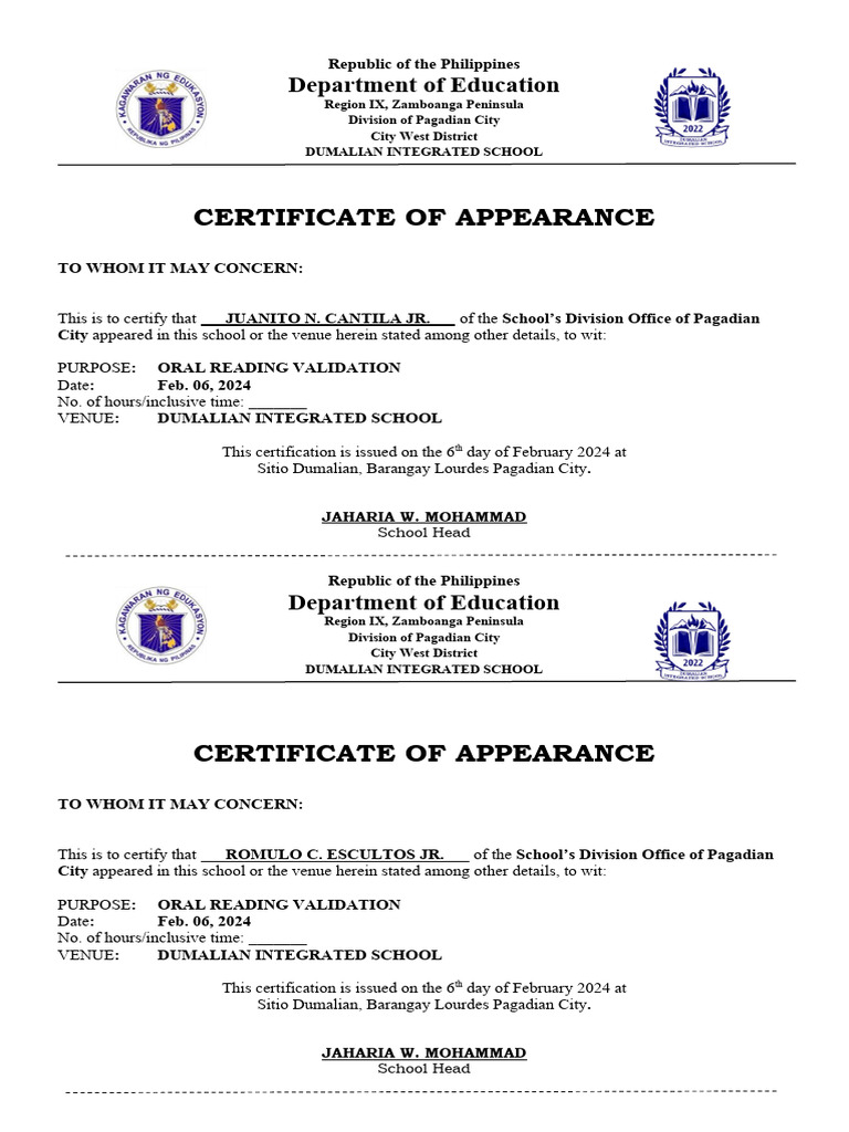 Certificate of Appearance CA | PDF | Philippines
