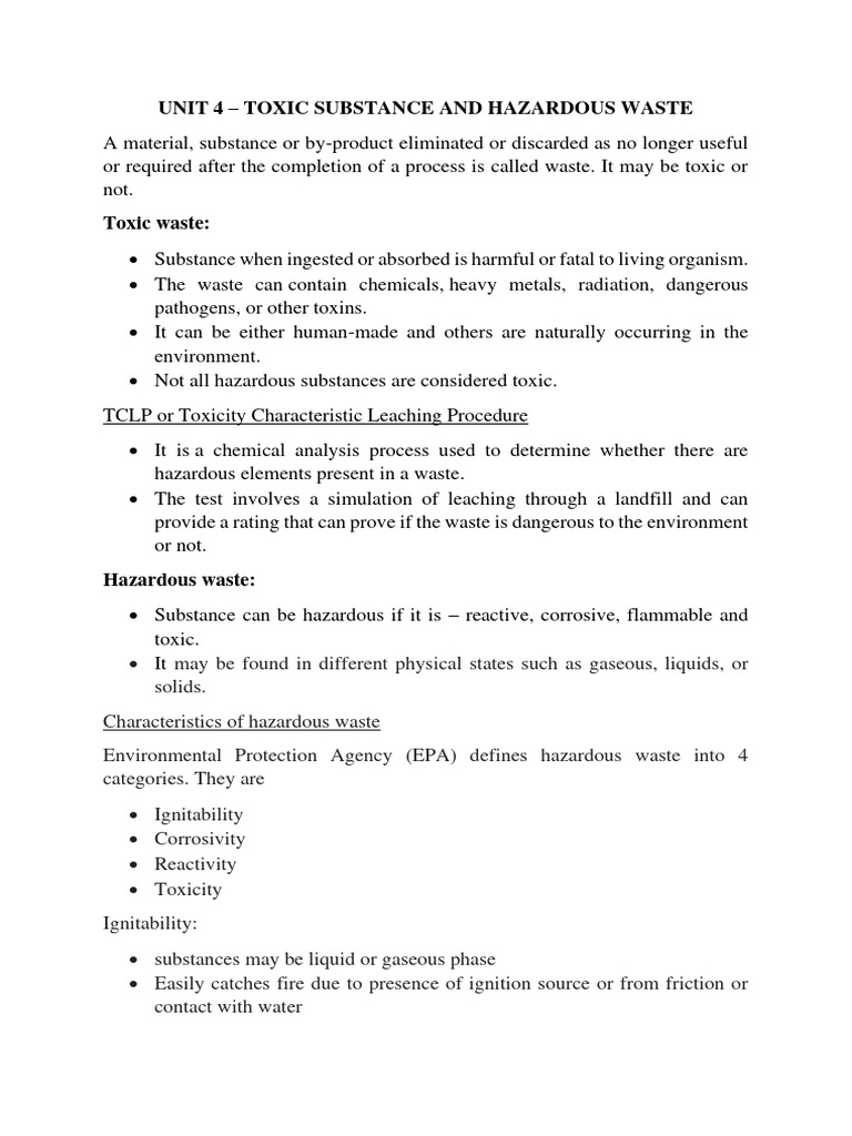 Unit 4 - Toxic Substance + Global Warming | PDF | Waste | Greenhouse Effect