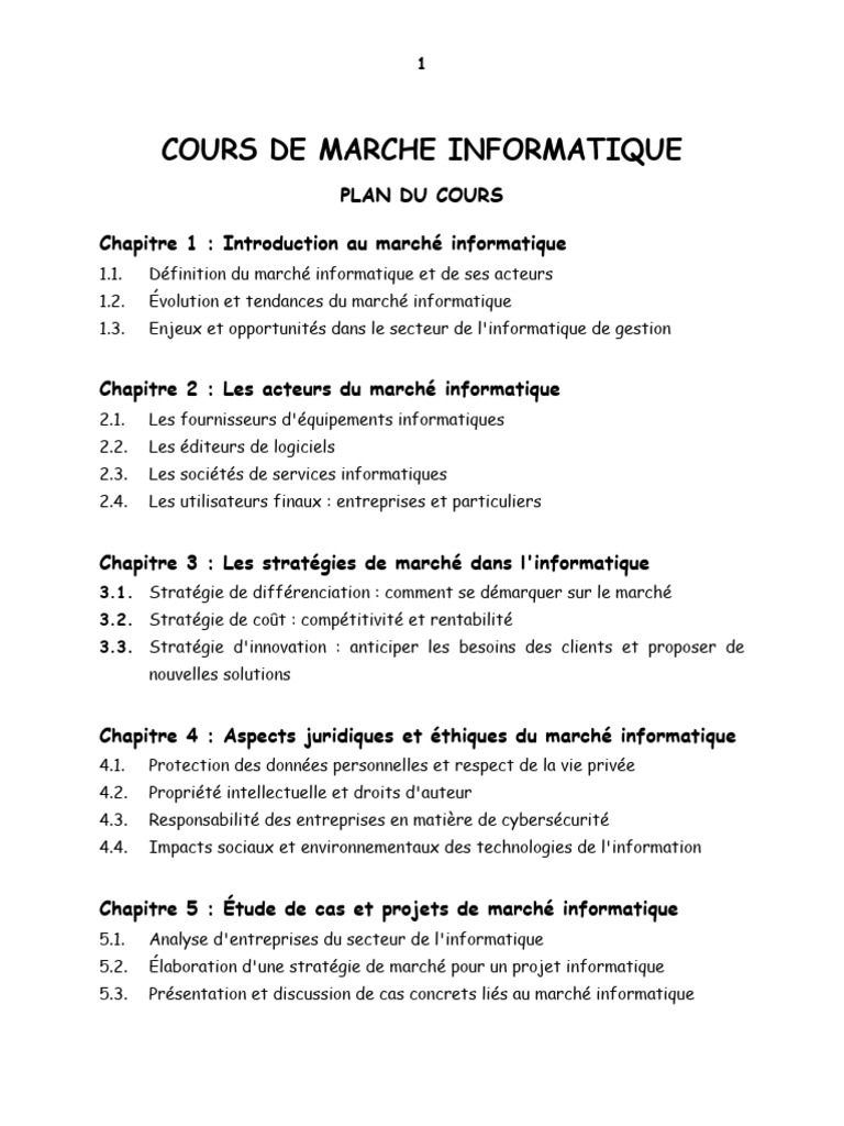 Cours de Marche Informatique | PDF | Informatique | Gestion stratégique