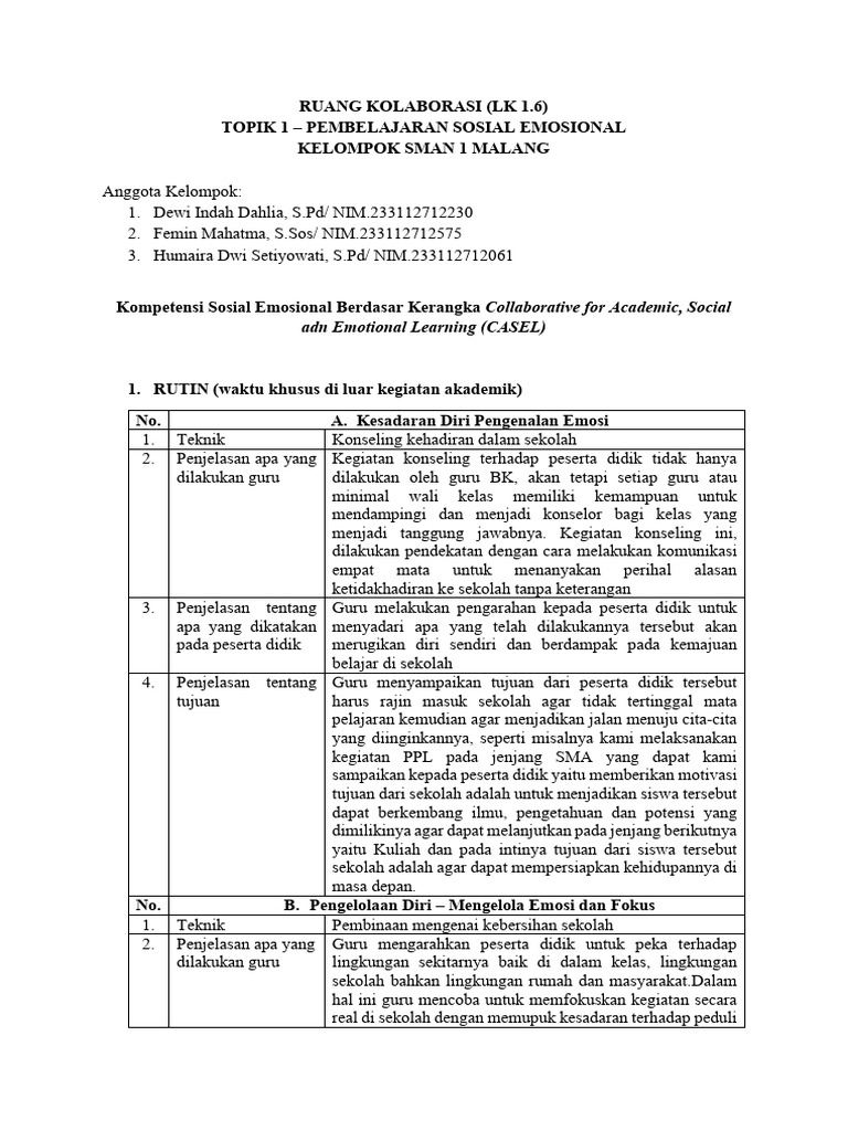 Ruang Kolaborasi LK. 1.6 - Topik 1 - PSE | PDF