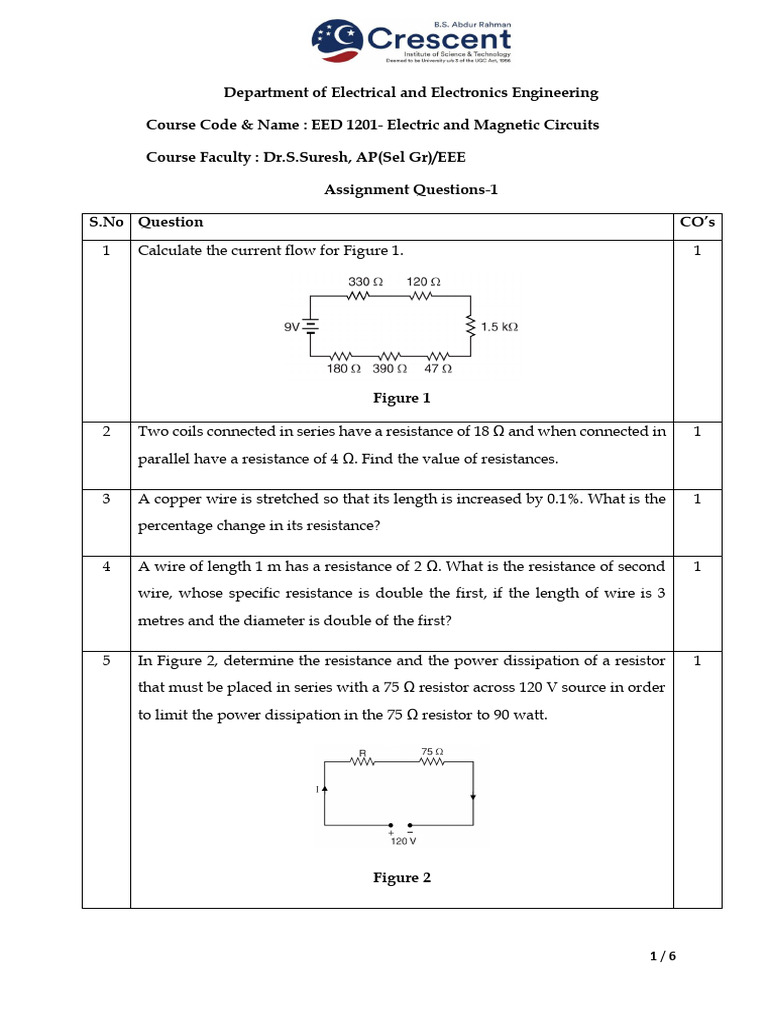 Assignment 1-Eed1201 Final Havy Feb 12 | PDF | Resistor | Electrical Network