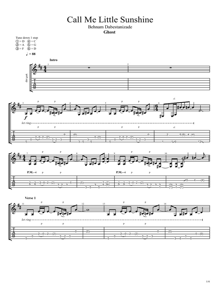 Ghost - Call Me Little Sunshine (Me) PDF | PDF | Songs | Musical Forms