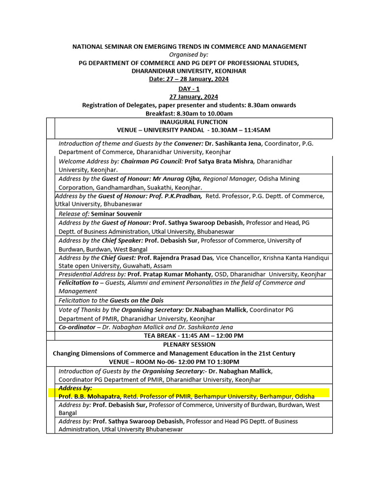 Program For National Seminar-1 | PDF | Wellness