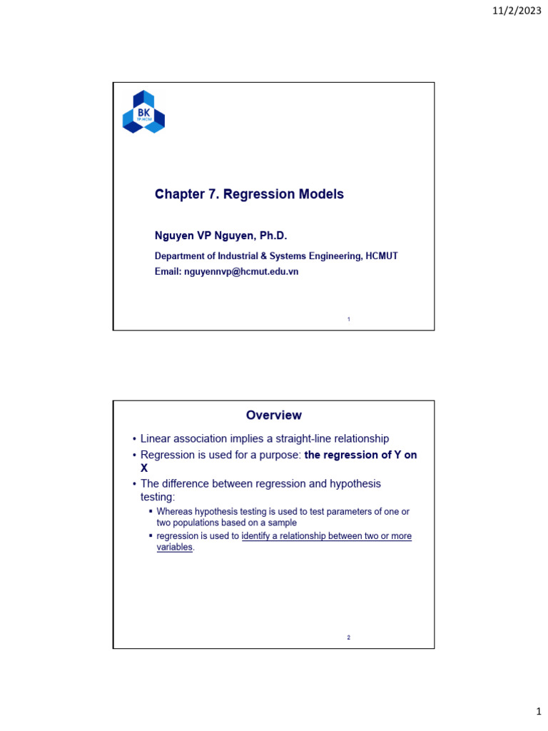Chapter 8 Regression Model - 2023 | PDF | Errors And Residuals | Regression Analysis