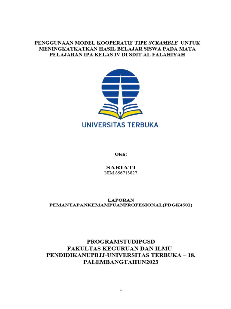 PKP Laporan - Sariati | PDF
