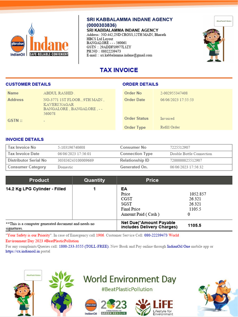 Gas Bill | PDF | Liquefied Petroleum Gas | Invoice