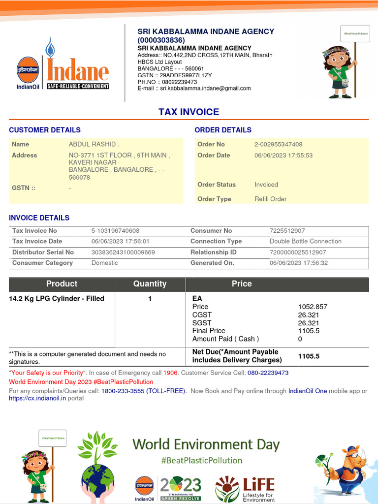 Gas Bill | PDF | Liquefied Petroleum Gas | Invoice