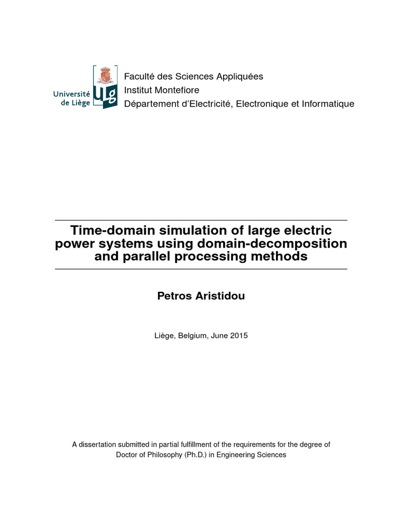 Time Domain Simulation Of Large Electric Power Systems Using Domain Decomposition And Parallel