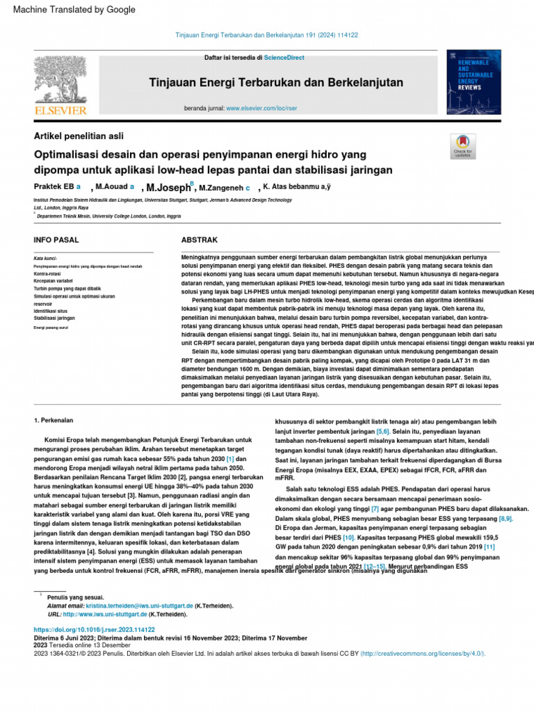 ETKE 6 OPtimization of Pumped Hydro-1 | PDF