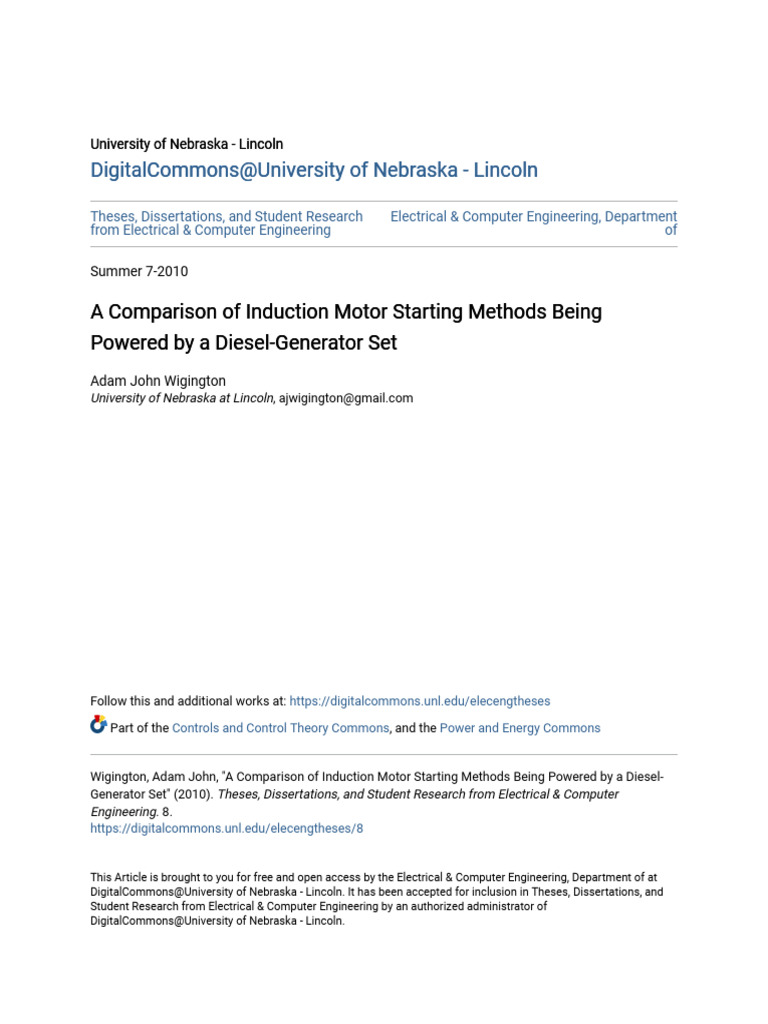 A Comparison of Induction Motor Starting Methods Being Power by A ...