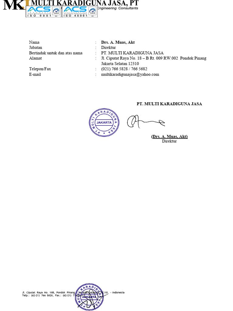 Contoh Cap Dan TTD MKJ | PDF