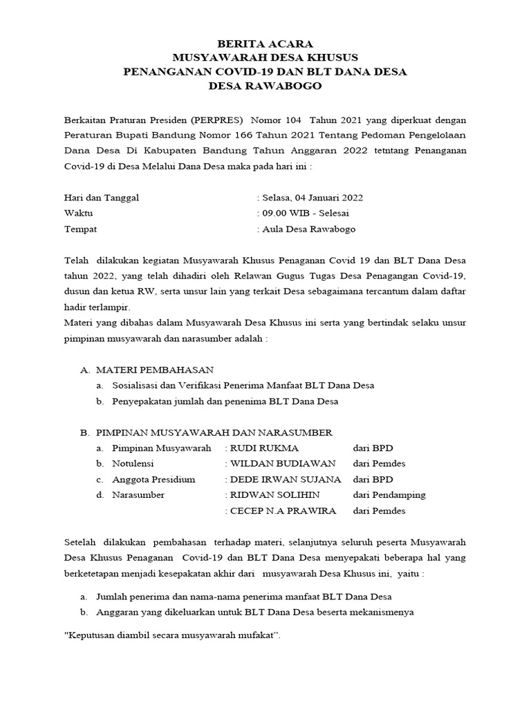 Berita Acara Blt Pdf