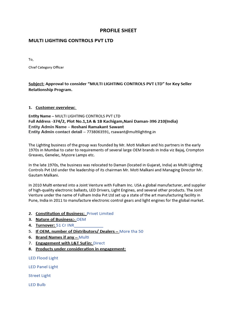 Profile Sheet Multi | PDF