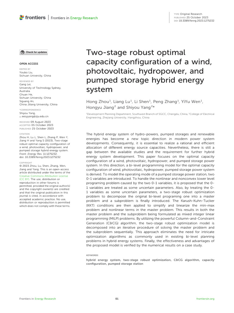 Two Stage Robust Optimal Capacity Configuration Of Pdf Mathematical