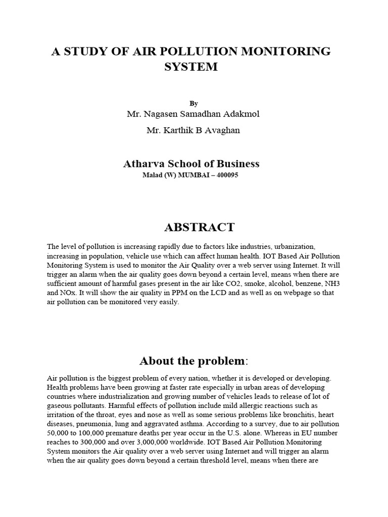 A Study of Air Pollution Monitoring System | PDF | Air Pollution ...