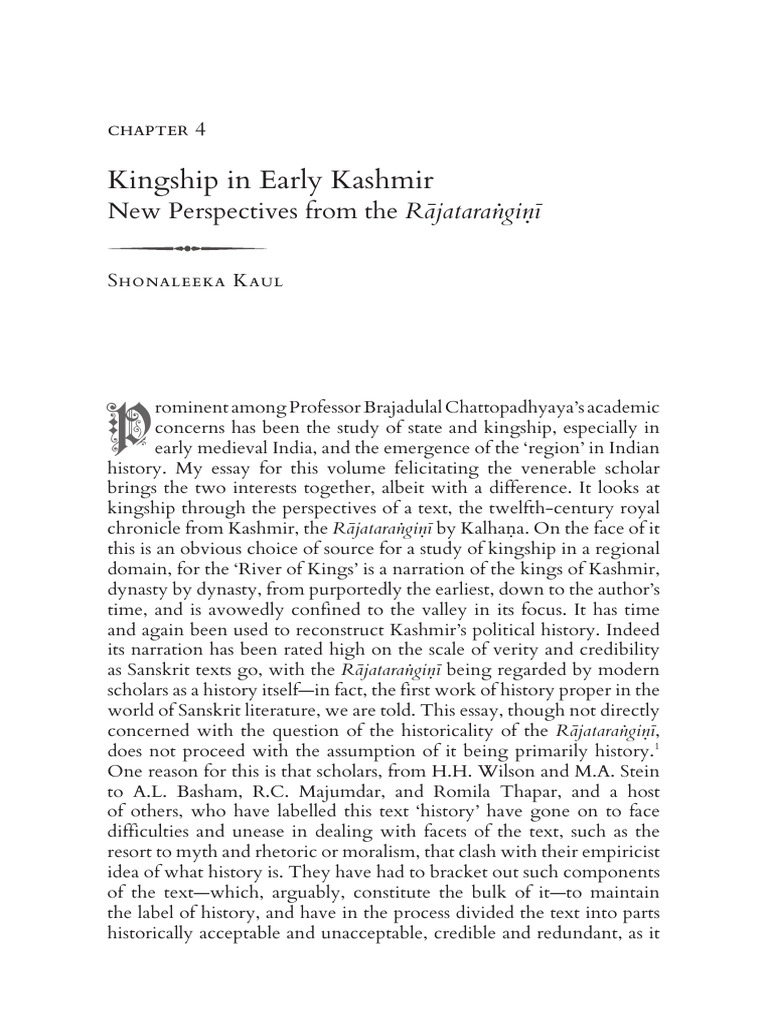 Kingship Perspectives in Early Kashmir | PDF | Sanskrit
