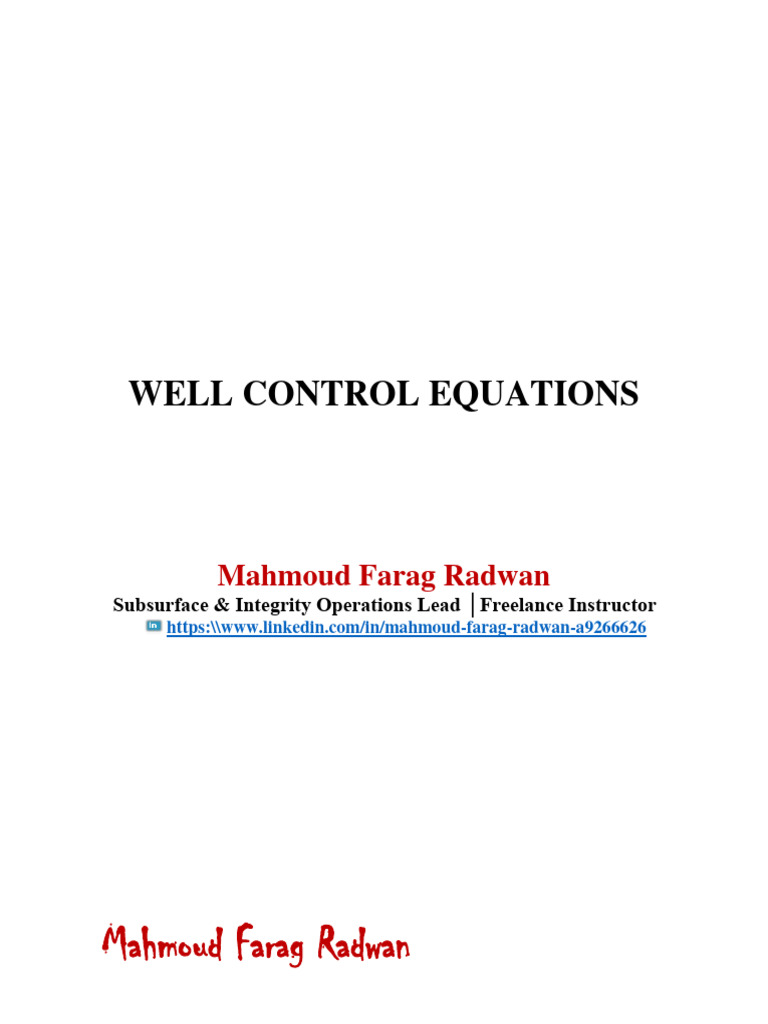 Well Control Equations | PDF | Physical Quantities | Chemical Engineering