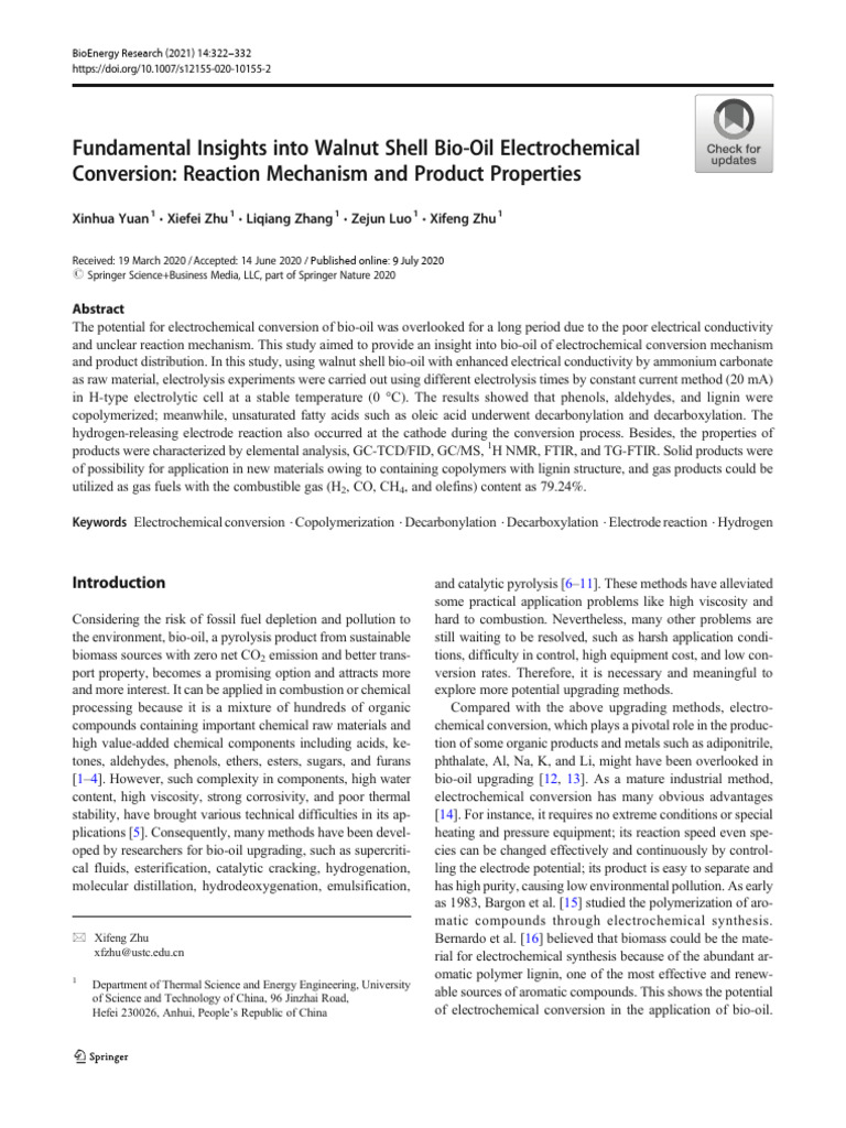 Fundamental Insights Into Walnut Shell Bio-Oil Electrochemical ...