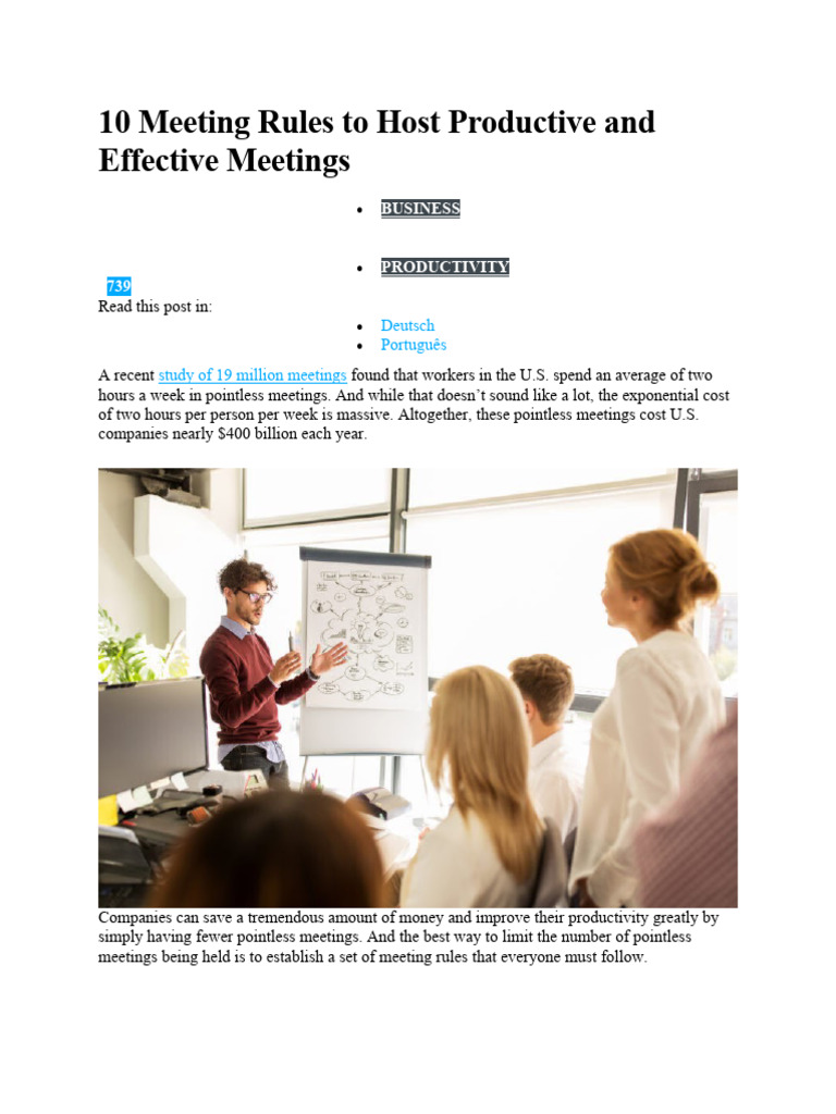 10 Meeting Rules To Host Productive and Effective Meetings | PDF
