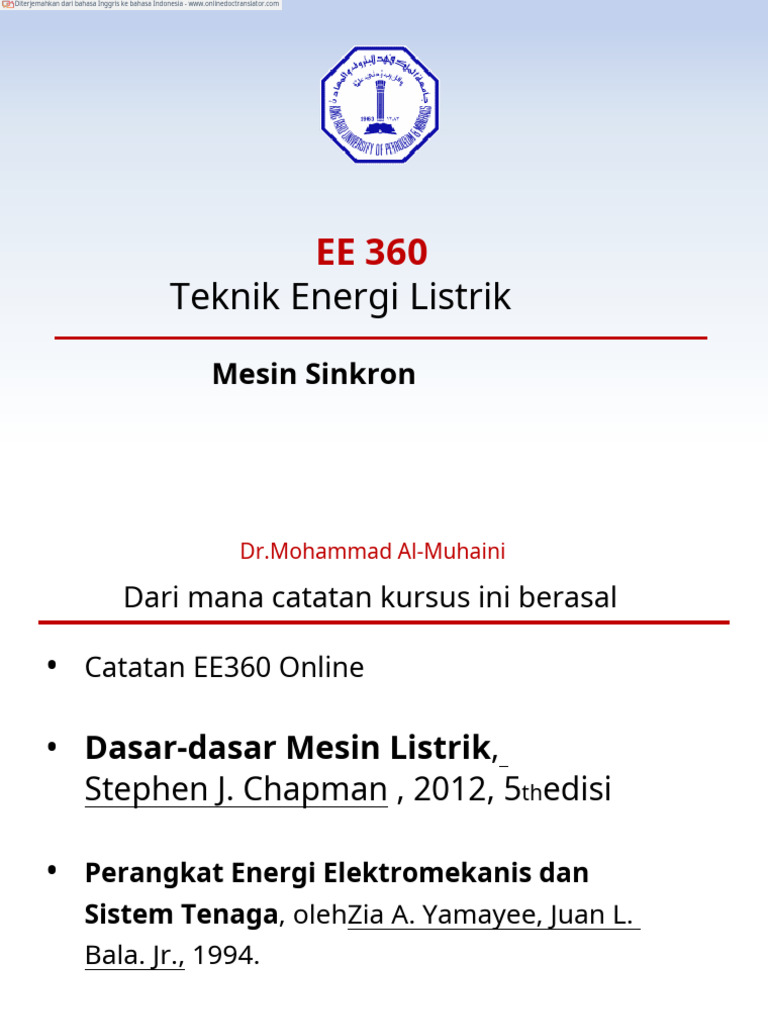 Ee360 Synchronous Machines PDF Free - En.id | PDF