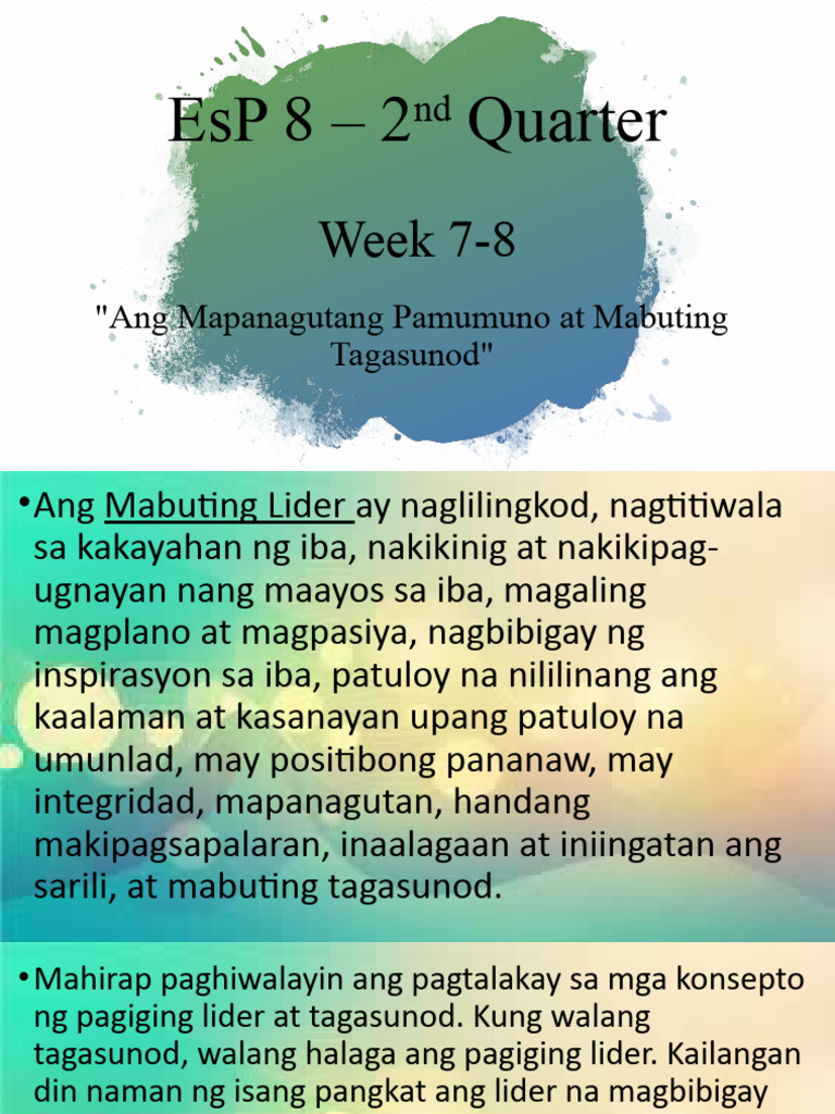 EsP 8 Q2 Mod 4 Lecture | PDF