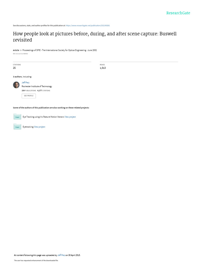 How People Look at Pictures Before During and Afte | PDF | Visual Perception | Camera