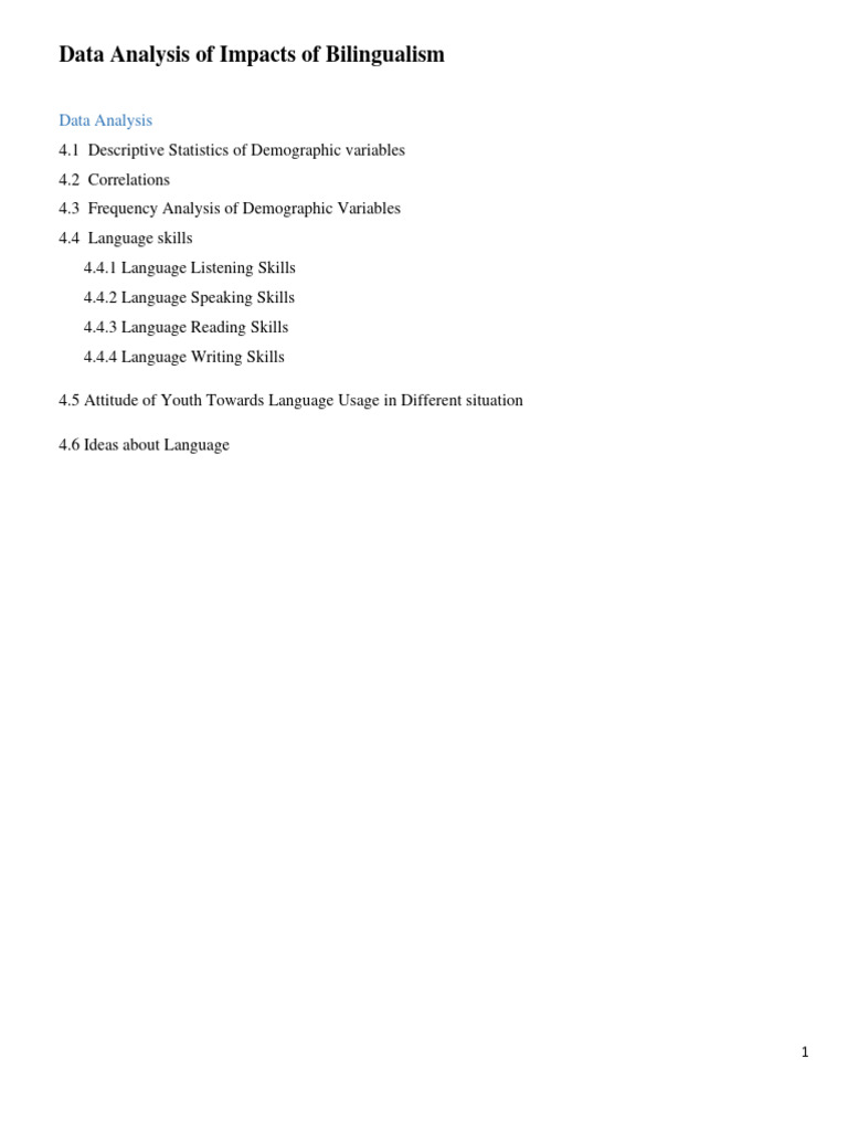 Data Analysis of Impacts of Bilingualism | PDF | Statistics | Data