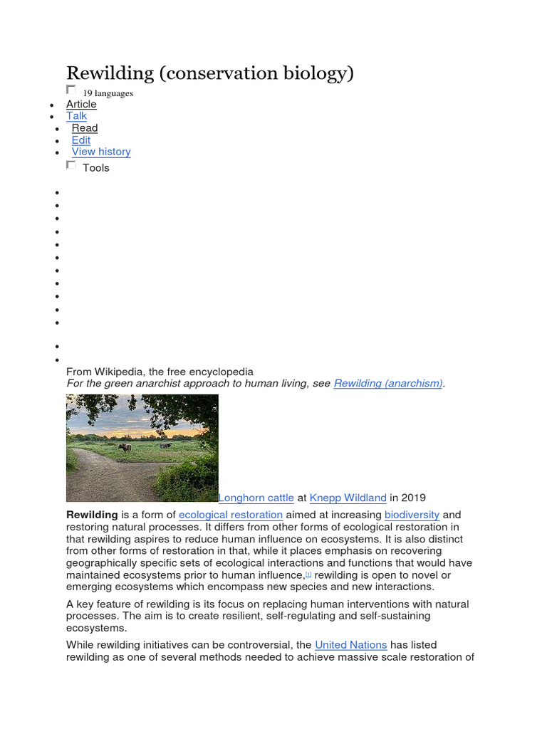 Rewilding | PDF | Conservation Biology | Ecology